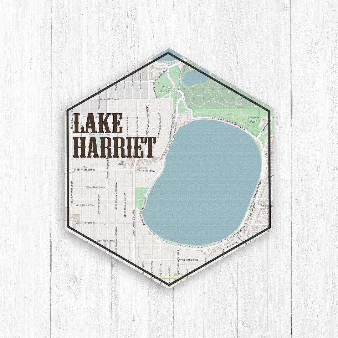 Lake Harriet Hexagon Canvas, Lake Harriet Canvas, Lakes of America ...