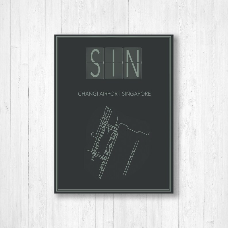 Singapore Changi Airport Runway Map Print Hanging Canvas of - Etsy Canada