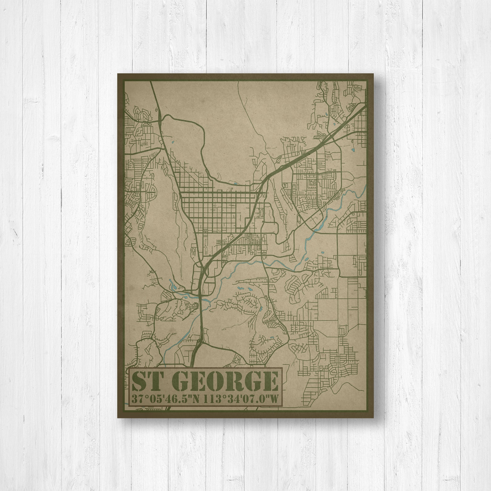 St George Utah Street Map Hanging Canvas Map of St George - Etsy