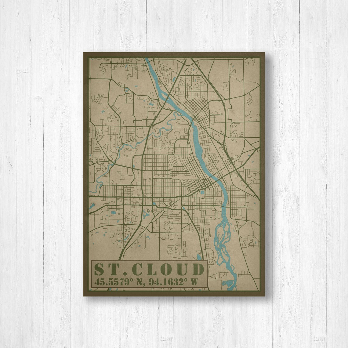 St Cloud Minnesota City Street Map Hanging Canvas Map of St - Etsy UK