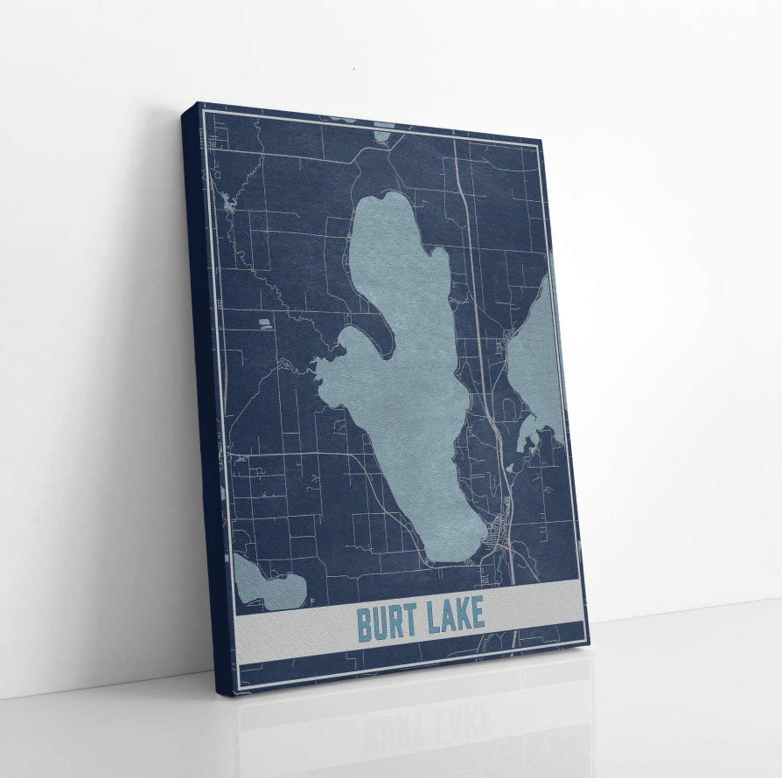 Burt Lake Michigan Map Print | Burt Lake Magnetic Poster Frame ...