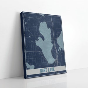 Burt Lake Michigan Map Print | Burt Lake Magnetic Poster Frame ...
