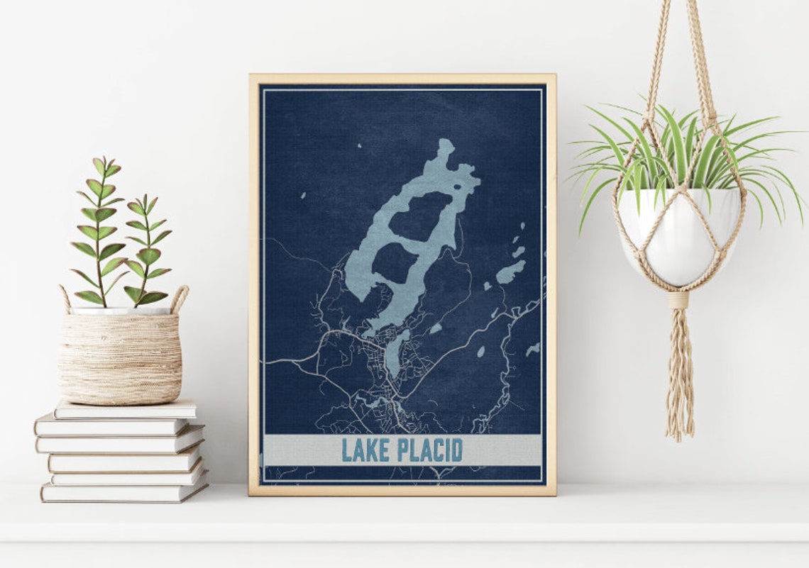 Lake Placid New York Map Print Lake Placid Magnetic Poster | Etsy