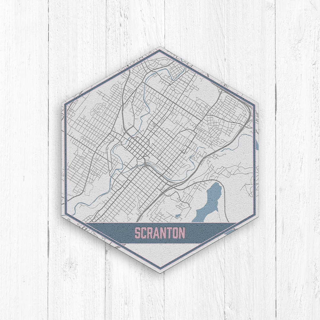Scranton Pennsylvania Street Map, Scranton Hexagon, Gray and Blue ...