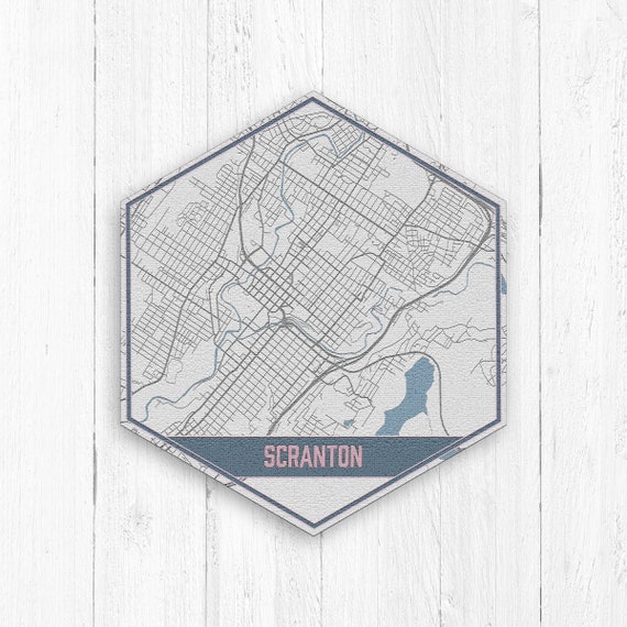 Scranton Pennsylvania Street Map Scranton Hexagon Gray and | Etsy