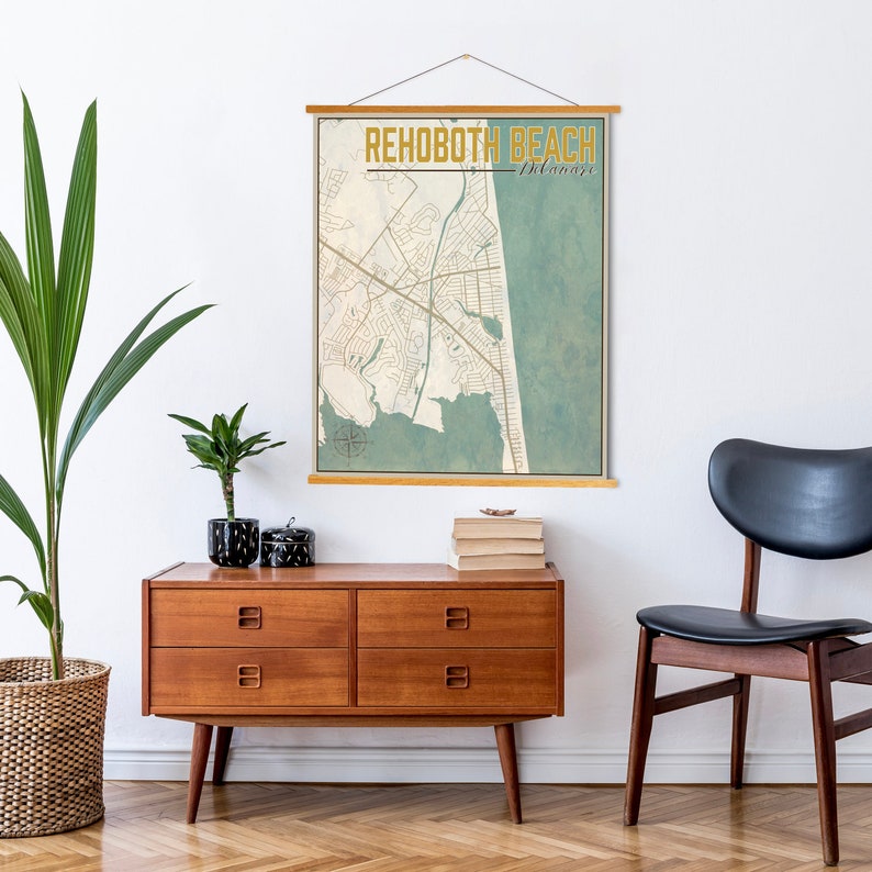 Rehoboth Beach Delaware Street Map | Hanging Poster of Rehoboth Beach ...