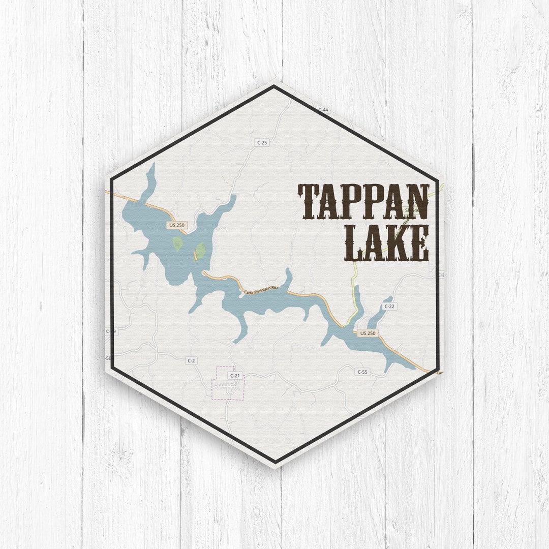 Tappan Lake Ohio Hexagon Canvas Map by Printed Marketplace - Etsy