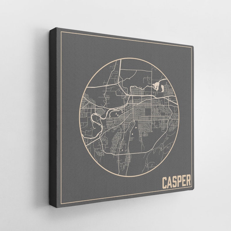 Casper Wyoming Square City Street Map Hanging Canvas Map of - Etsy UK
