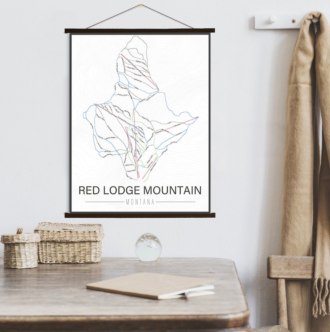 Red Lodge Mountain Montana Ski Trail Map | Hanging Canvas of Red Lodge ...