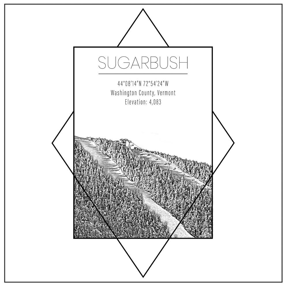 Sugarbush Ski Resort Geometric Graphic Tee Shirt or Hoodie by Printed ...