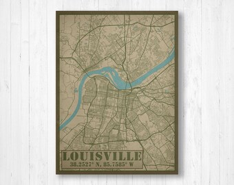 Vintage Louisville Map Circa 1873