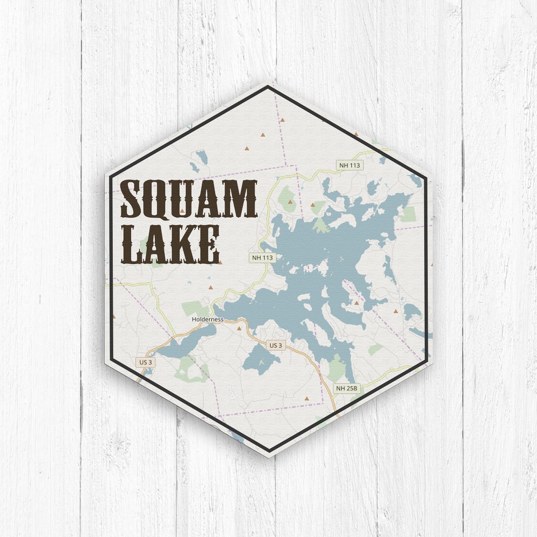 Squam Lake, Squam Lake Canvas, Lakes of America, Nautical Map, Hexagon ...