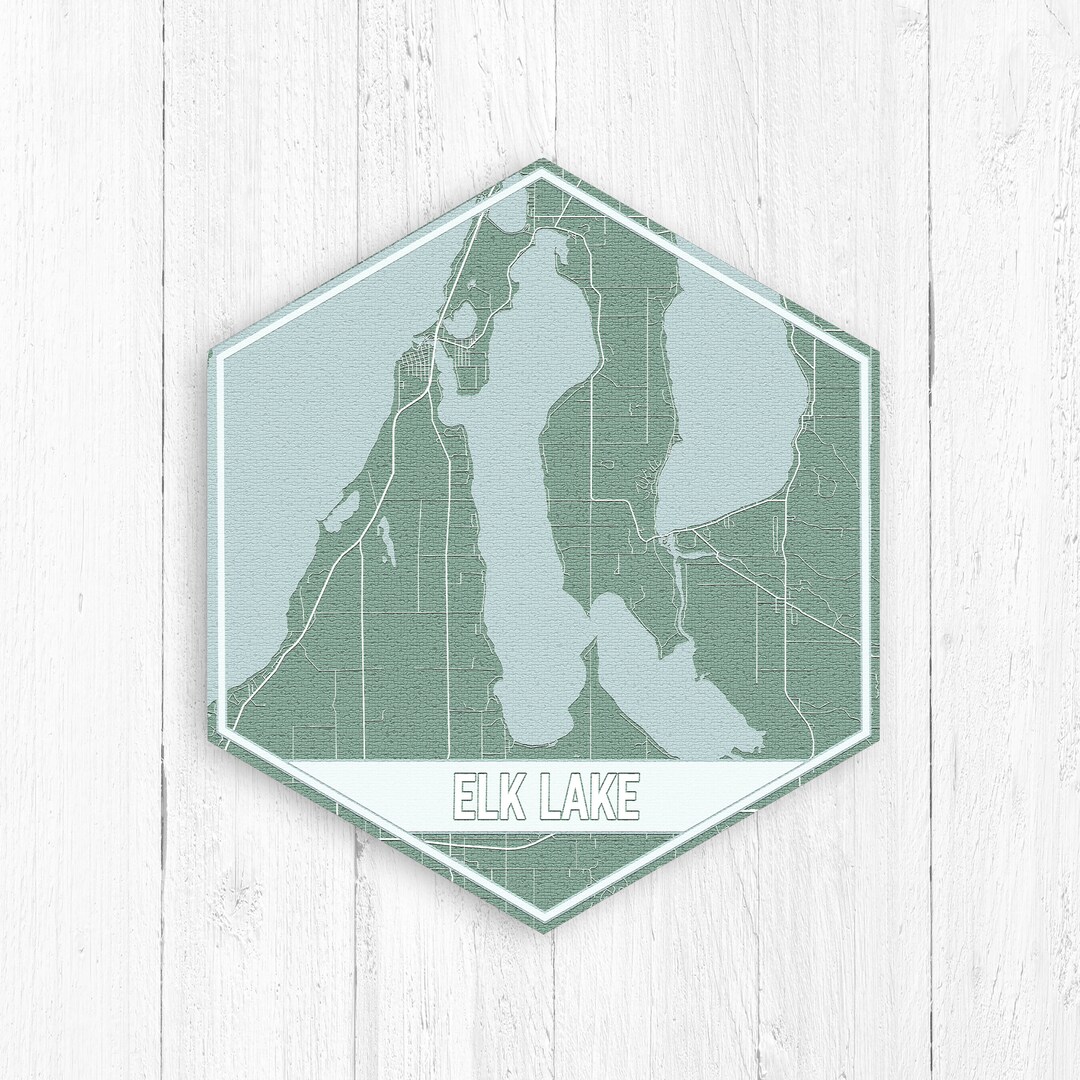 Elk Lake Michigan Hexagon Print, Elk Lake Michigan Hexagon Canvas ...