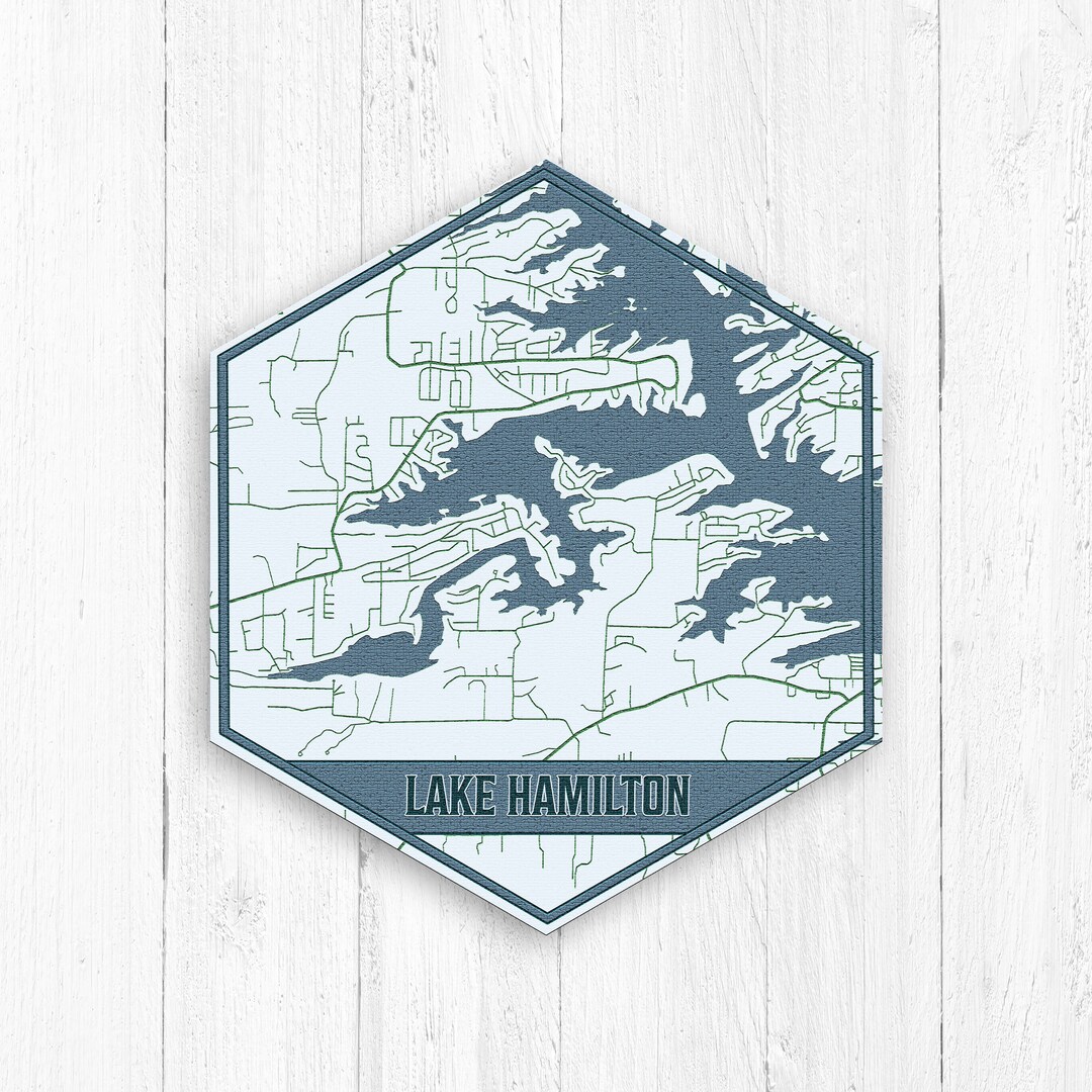 Lake Hamilton Arkansas Hexagon Print, Lake Hamilton Canvas, Blue Lake ...