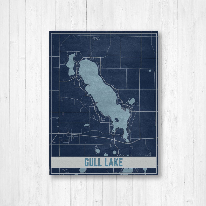 Gull Lake Michigan Map Print Gull Lake Magnetic Poster Frame - Etsy