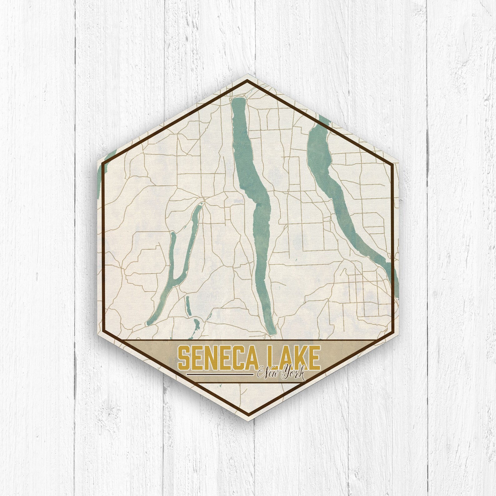 Seneca Lake Hexagon Canvas, Seneca Lake Map, New York, Hexagon Map ...