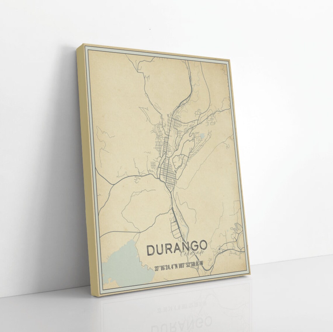 Durango Colorado Weathered Street Map Hanging Canvas Map of - Etsy