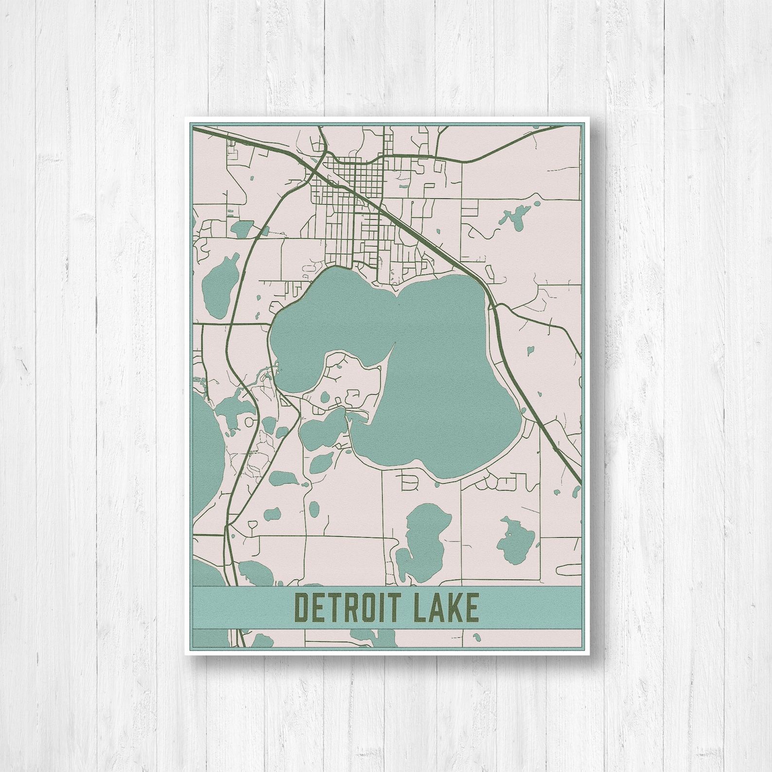 Detroit Lake Minnesota Map Print Detroit Lake Magnetic | Etsy