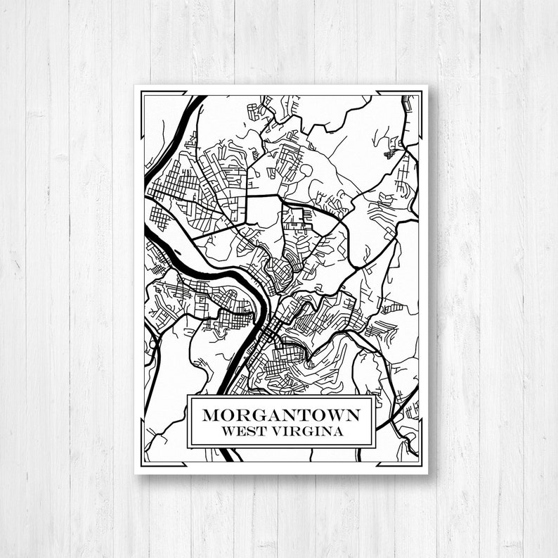 Morgantown West Virginia Street Map Hanging Canvas Map of - Etsy