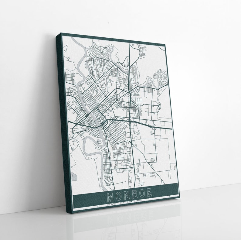 Monroe Louisiana Street Map Hanging Canvas Map of Monroe | Etsy