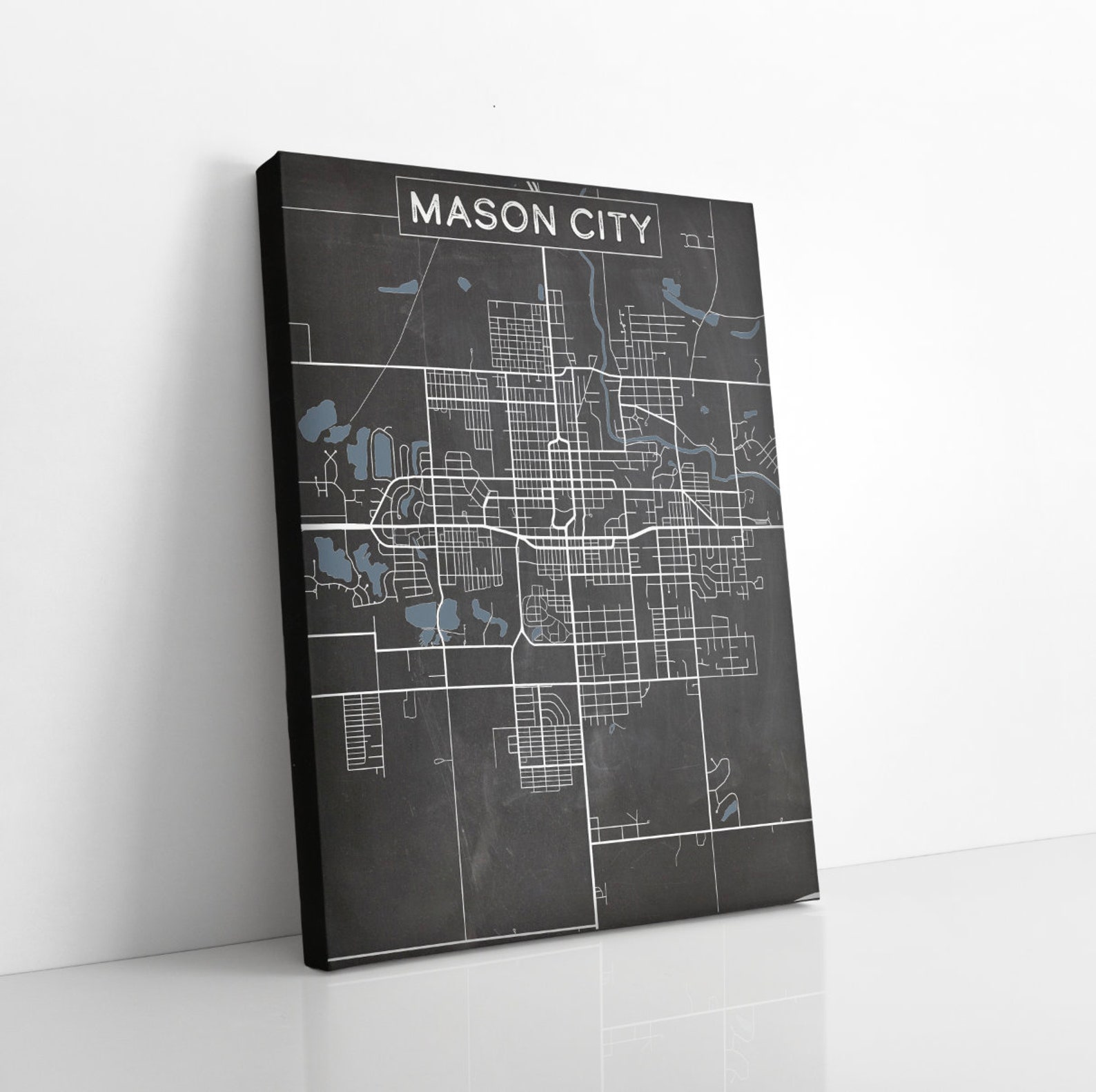 Mason City Iowa Charcoal Street Map Hanging Canvas Map of - Etsy