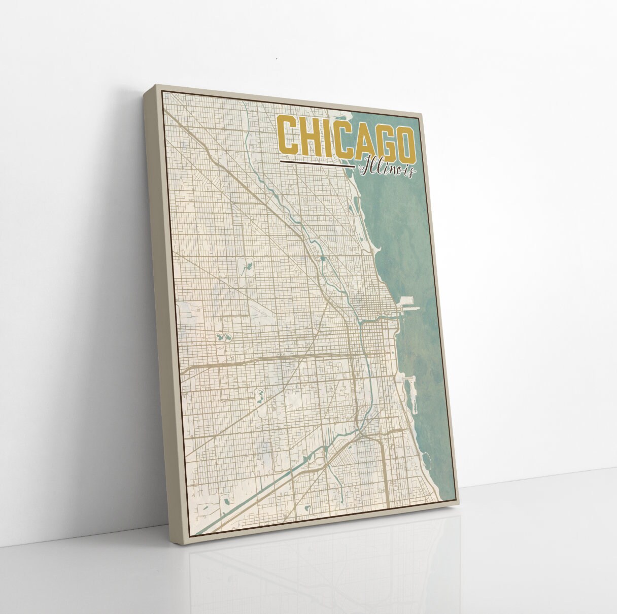 Chicago Illinois Nautical Street Map | Hanging Canvas Map of Chicago ...