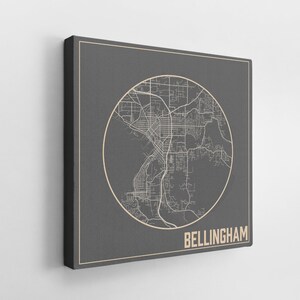 Bellingham Washington Square Map | Hanging Canvas Map of Bellingham ...