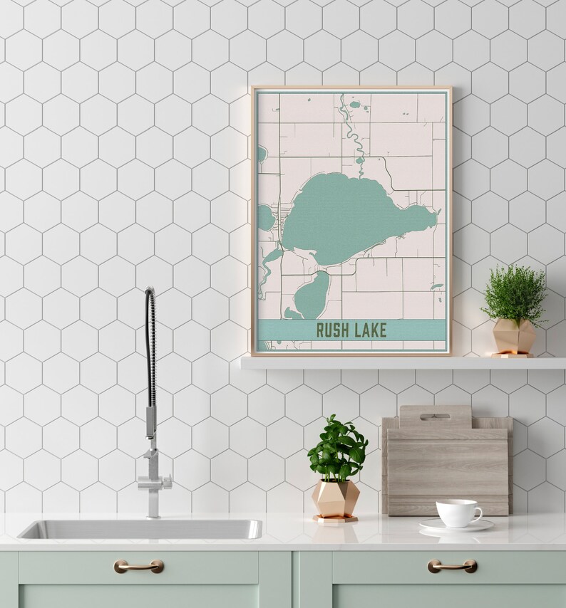 Rush Lake Minnesota Map Print Rush Lake Magnetic Poster | Etsy