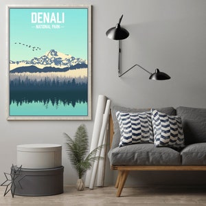 Denali National Park Alaska Modern Illustration Print | Denali Magnetic ...