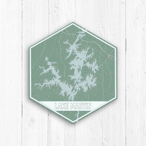 Lake Martin Alabama Hexagon Lake Map by Printed Marketplace | Etsy