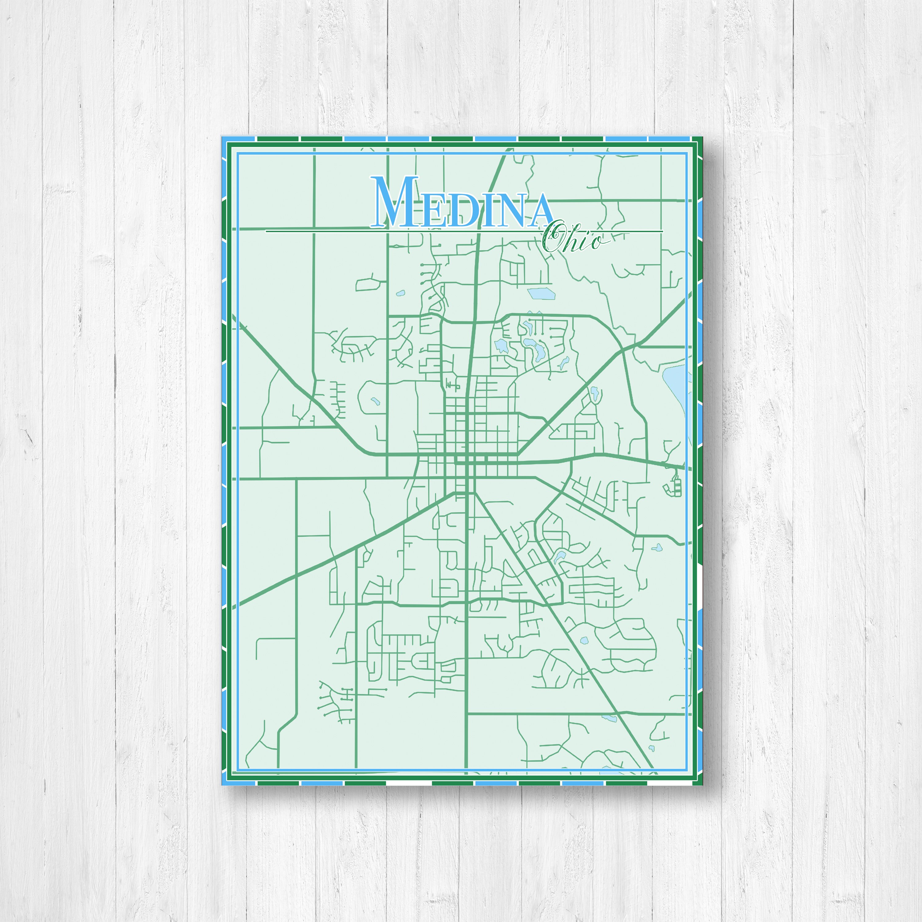 Medina Ohio Street Map Medina Ohio Map Map Print of Medina | Etsy