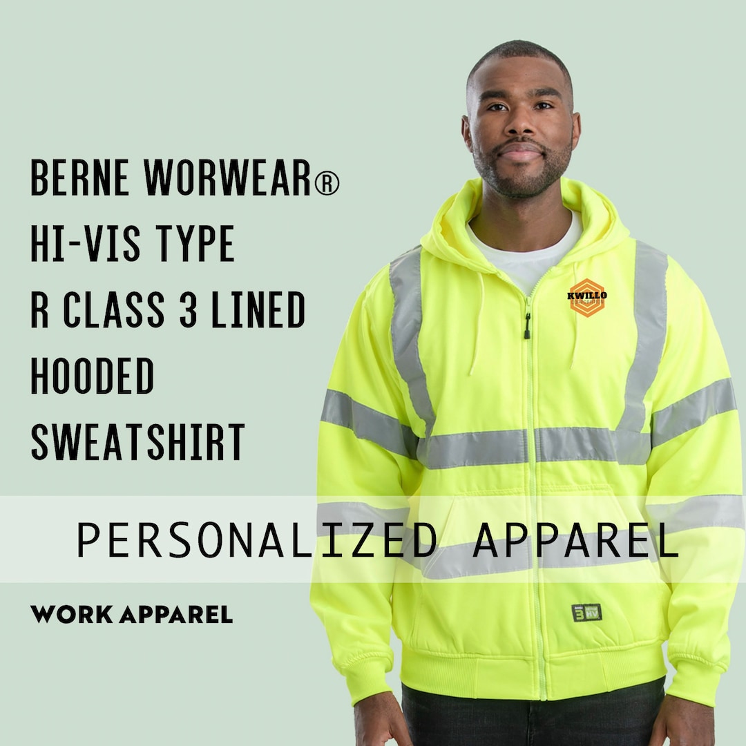 Berne Workwear® Hi-vis Type R Class 3 Lined Hooded Sweatshirt ...