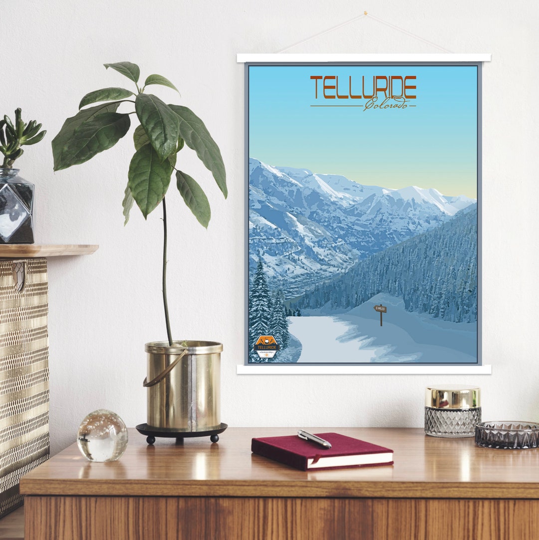 Telluride Colorado Modern Illustration Print | Hanging Canvas of ...
