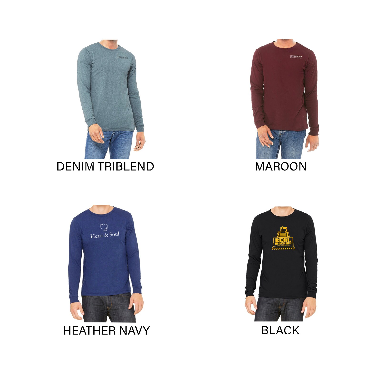 Customizable Long Sleeve Logo Graphic Tee Shirt by Printed | Etsy