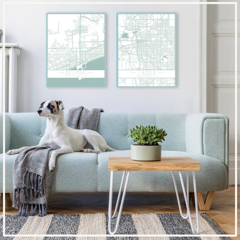 Custom Modern Nautical City Street Map Print by Printed | Etsy