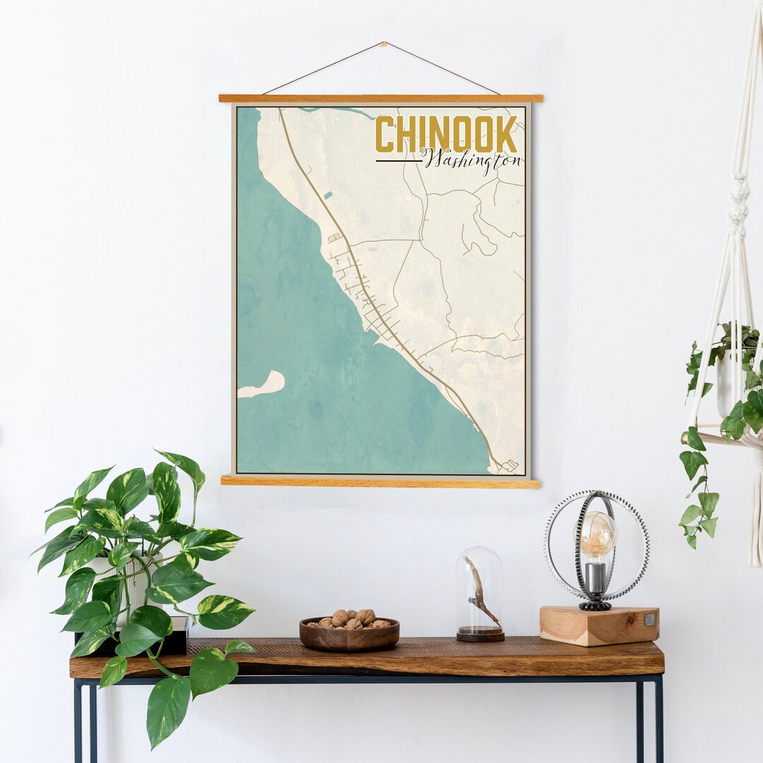 Chinook Washington Nautical Street Map | Hanging Canvas Map of Chinook ...