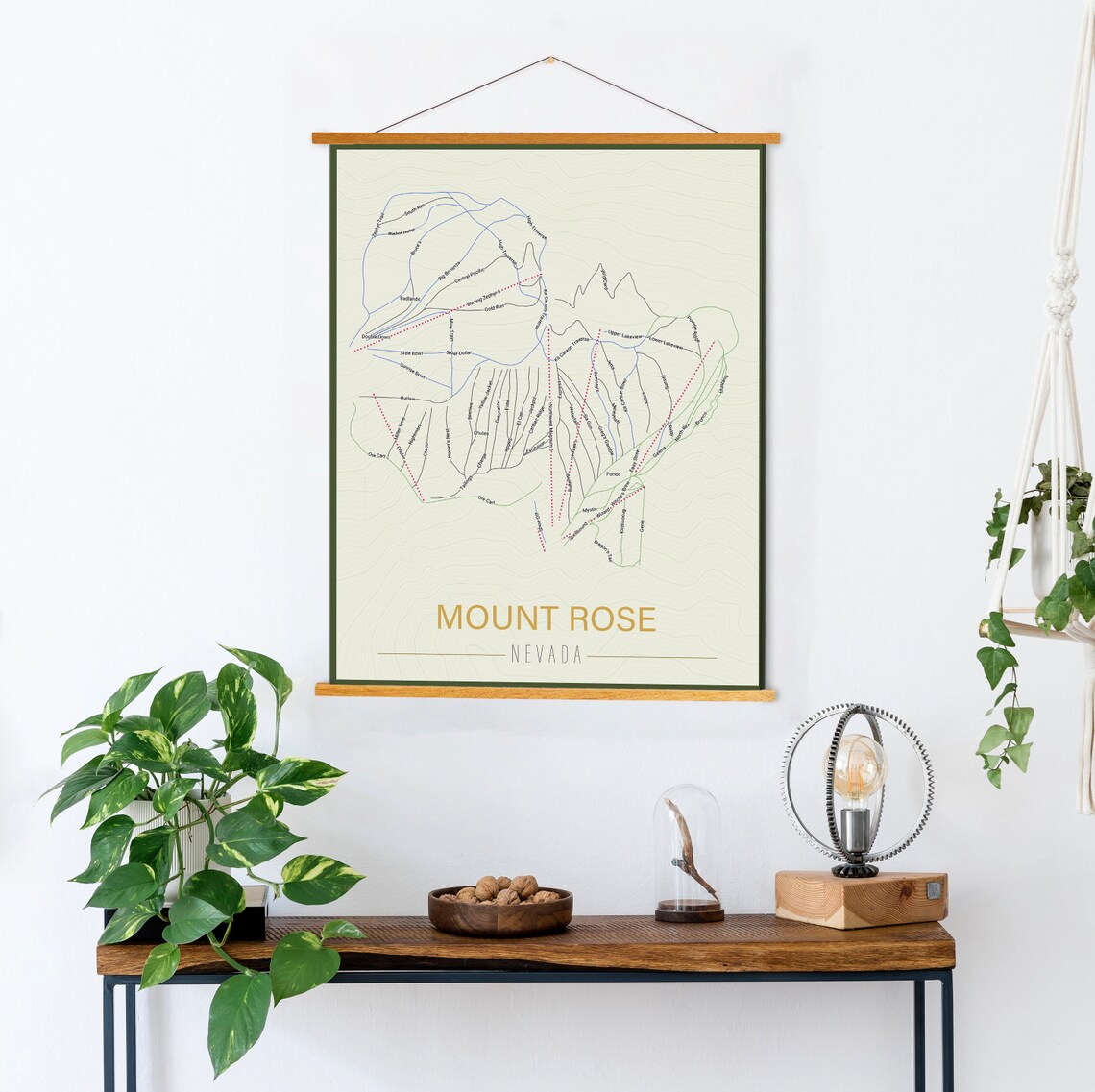 Mount Rose Nevada Ski Run Trail Map | Hanging Canvas of Mount Rose Ski ...