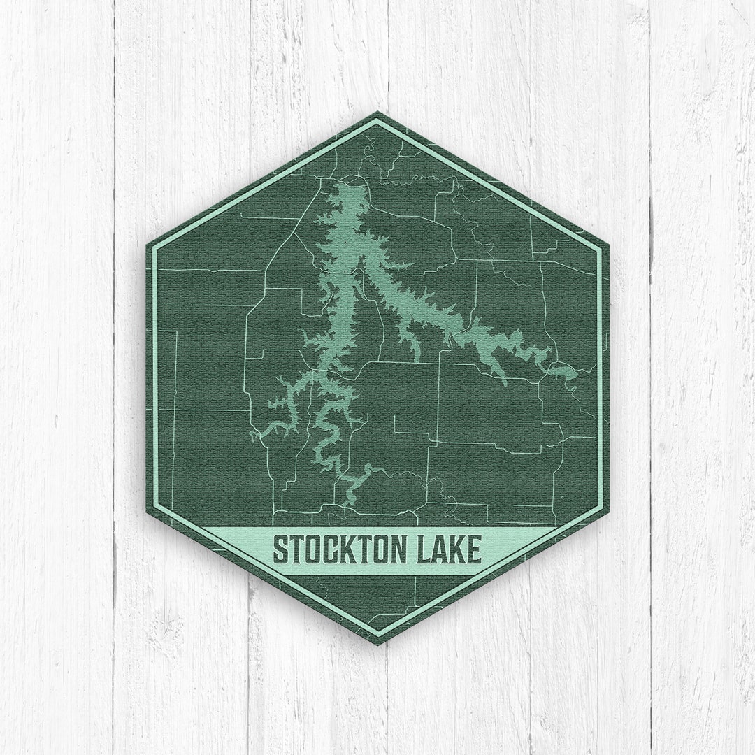 Stockton Lake Missouri Hexagon Print, Stockton Lake Canvas, Green Lake ...