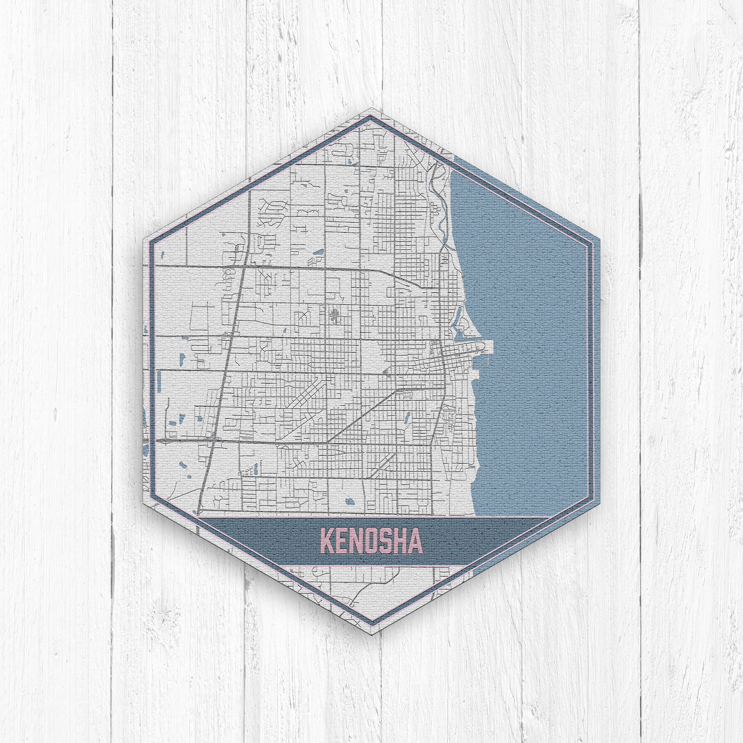 Kenosha Wisconsin Hexagon Street Map by Printed Marketplace - Etsy