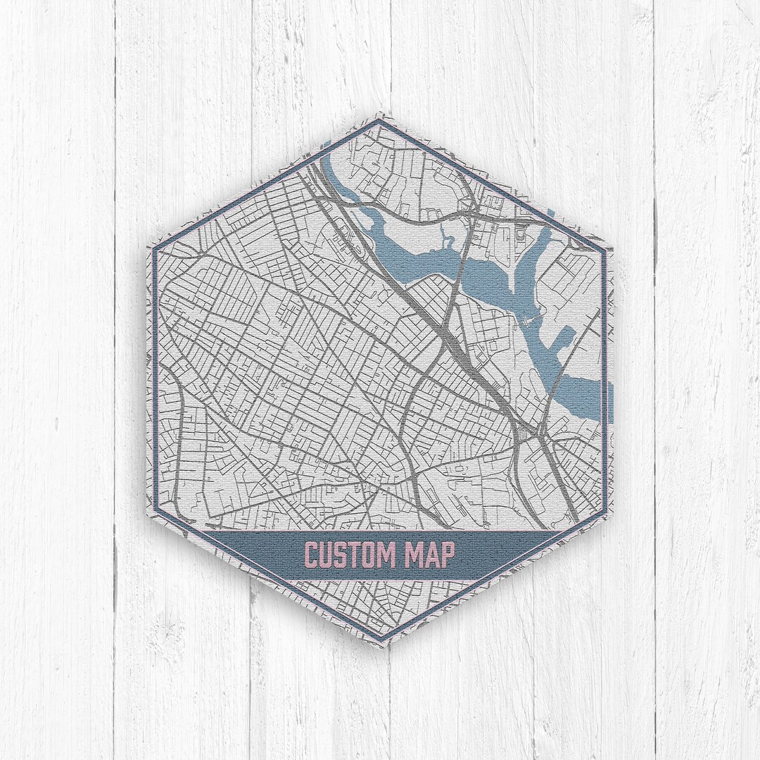Custom Hexagon Street Map Print by Printed Marketplace - Etsy