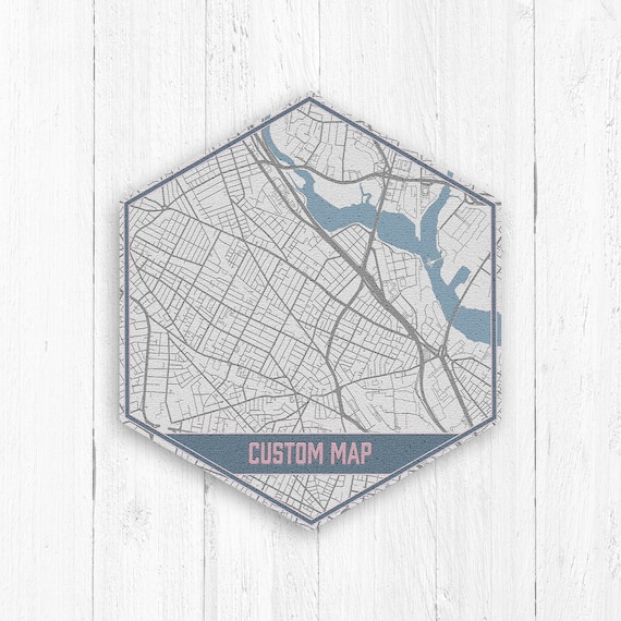Custom Hexagon Street Map Print by Printed Marketplace | Etsy
