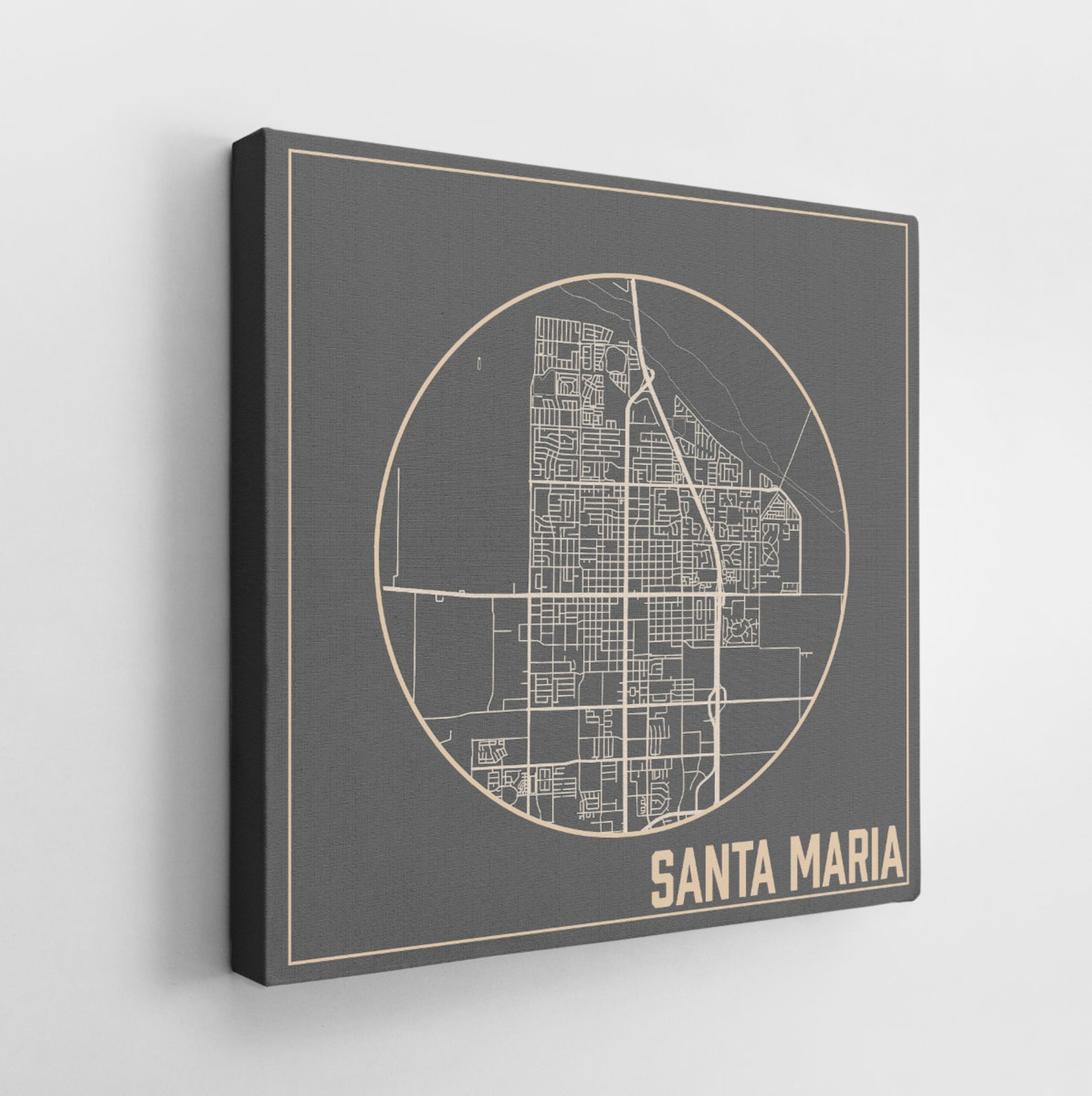 Santa Maria California Square Street Map Hanging Canvas Map | Etsy