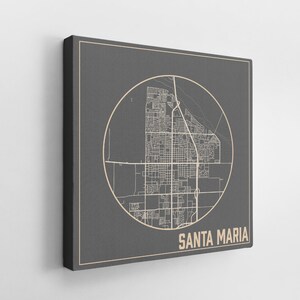 Santa Maria California Square Street Map | Hanging Canvas Map of Santa ...
