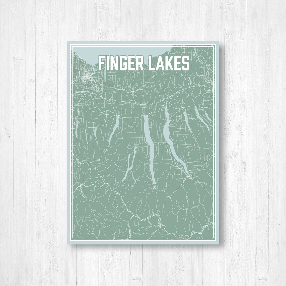 Finger Lakes New York Street Map Print | Finger Lakes Magnetic Poster ...