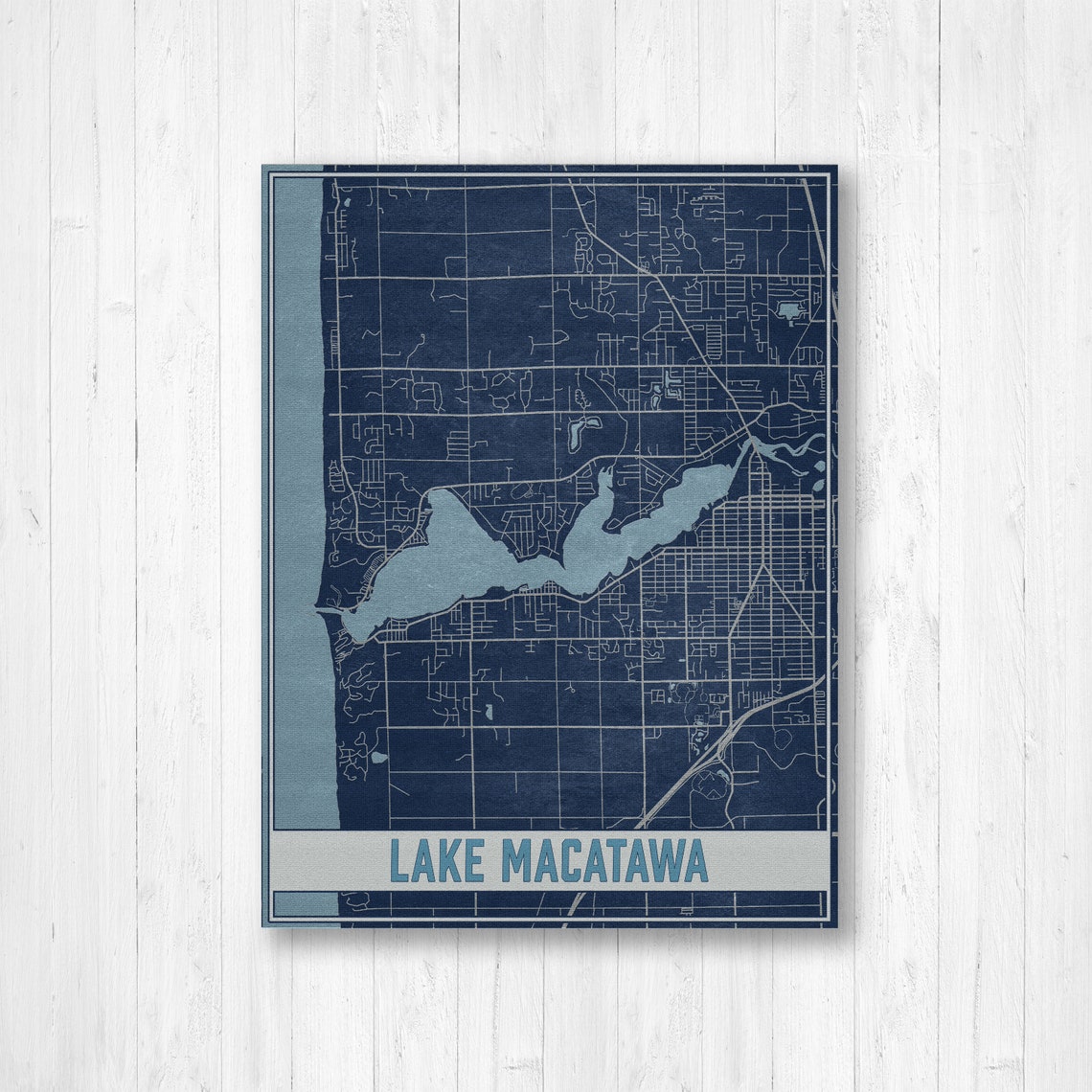 Lake Macatawa Michigan Map Print | Lake Macatawa Magnetic Poster Frame ...
