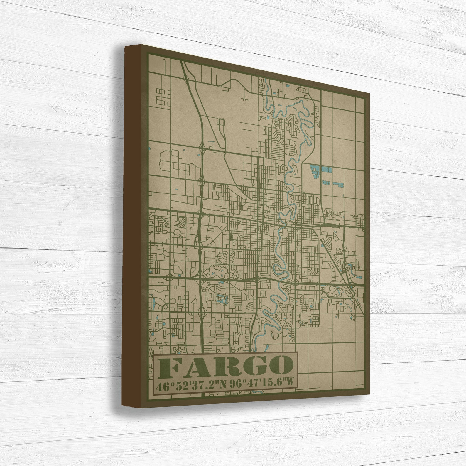 Fargo North Dakota Street Map Hanging Canvas Map of Fargo - Etsy UK