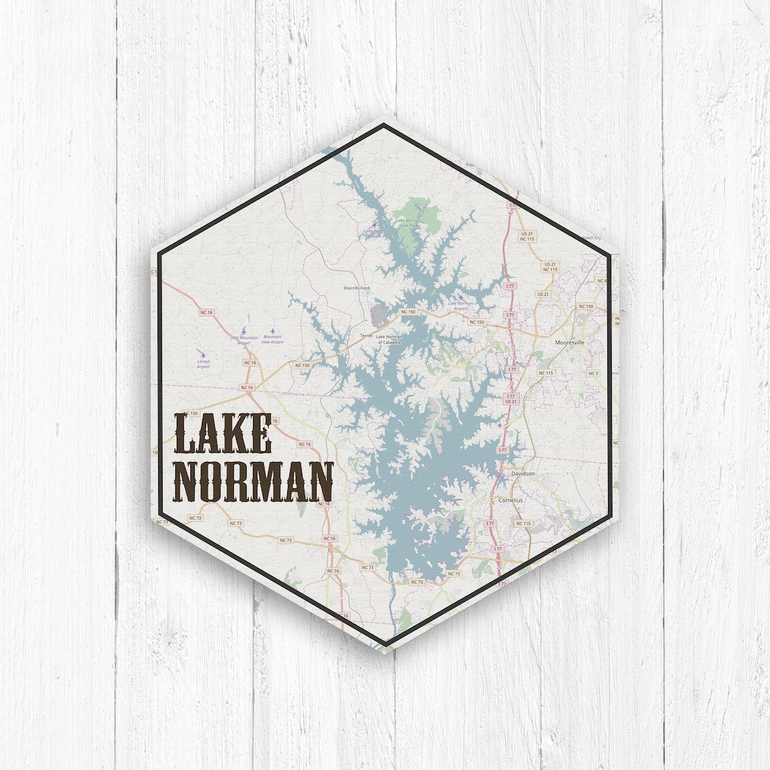 Lake Norman Hexagon Canvas Print, Lake Norman Canvas, Lakes of America ...