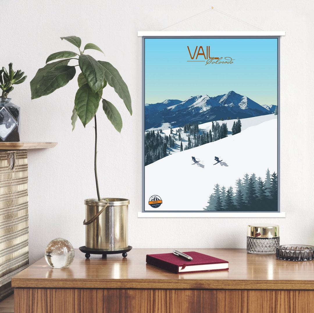 Vail Colorado Modern Illustration Print | Hanging Canvas of Vail Ski ...