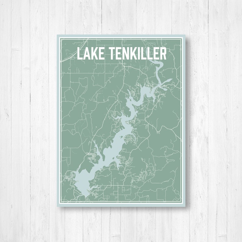 Lake Tenkiller Oklahoma Street Map Print Lake Tenkiller - Etsy