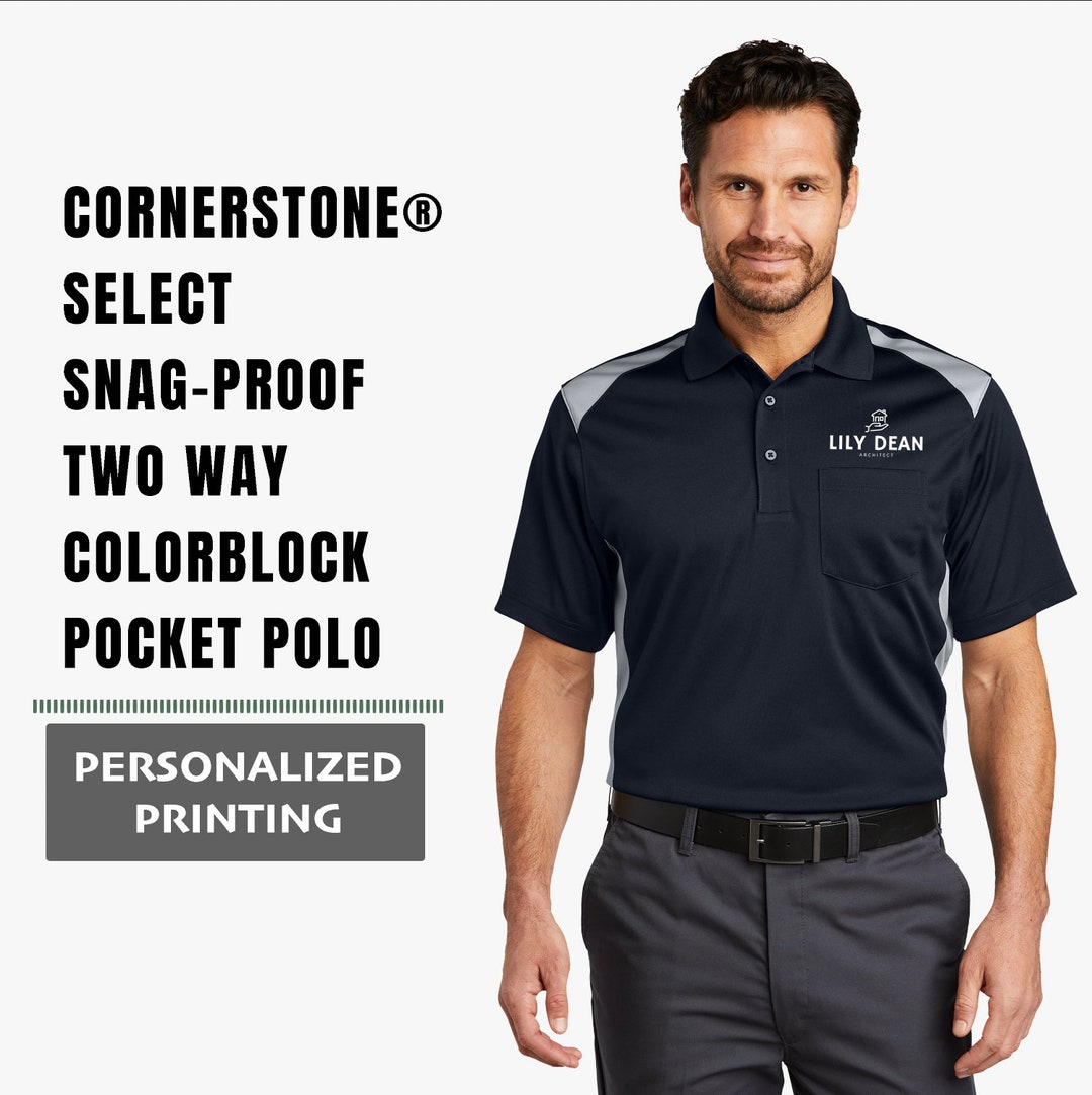 Cornerstone® Select Snag-proof Two Way Colorblock Pocket Polo | Custom ...
